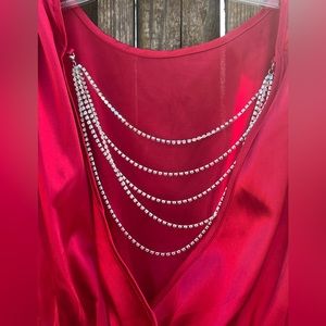 SHEIN | Dresses | Red Chain Detail Backless Satin Dress | Poshmark